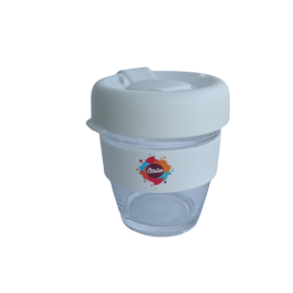 Pahar Termos Cappuccino din sticlă cu capac alb din silicon Etolia ...